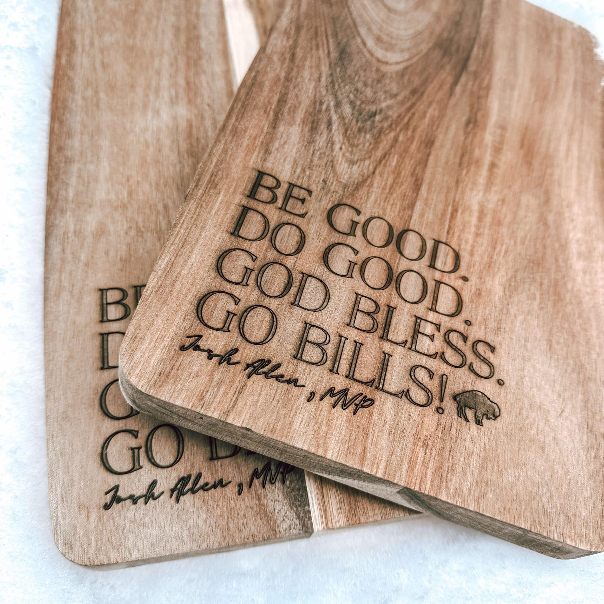 Be Good. Do Good. God Bless. Go Bills. MVP Josh Allen Cutting Board ...